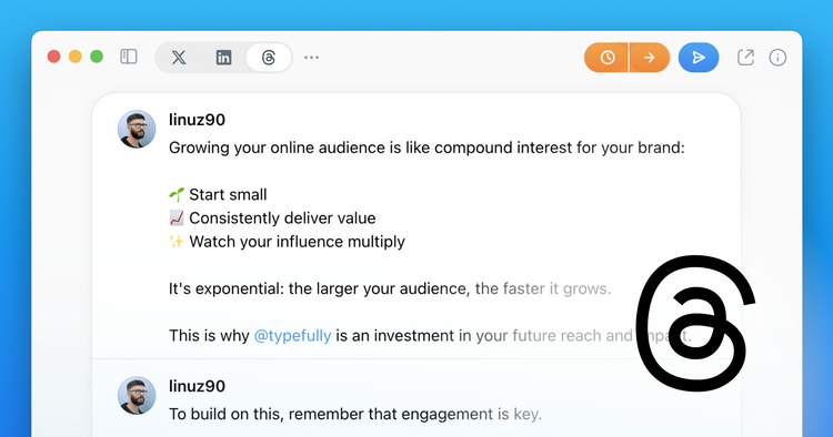 Threads by Meta integration now in beta | Typefully Changelog